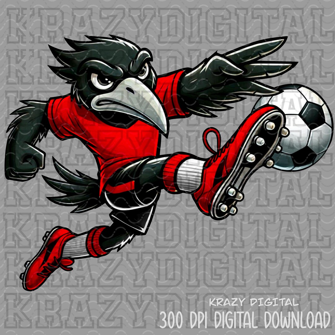 Red Raven Soccer Mascot PNG, Raven Mascot Digital File, Red Raven ...