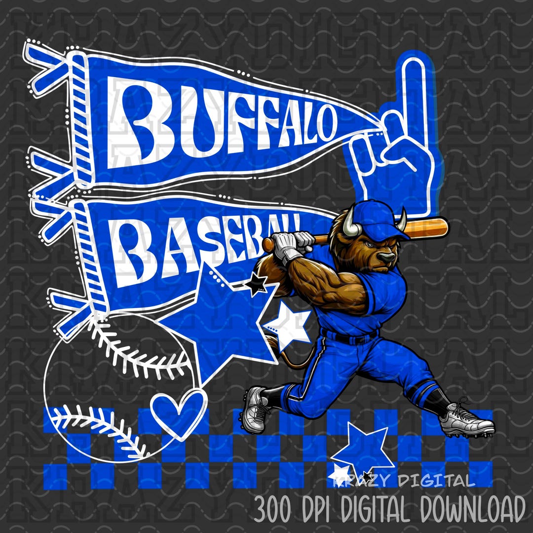 Blue Buffalo Baseball Pennant Flag PNG, Blue Bison School Mascot ...
