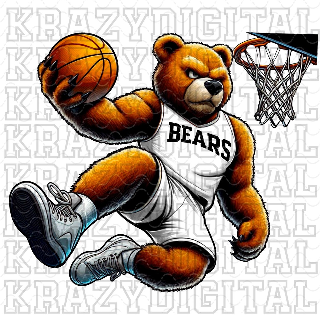 White Bears Basketball PNG, Bears Mascot Digital Design, Dunking ...
