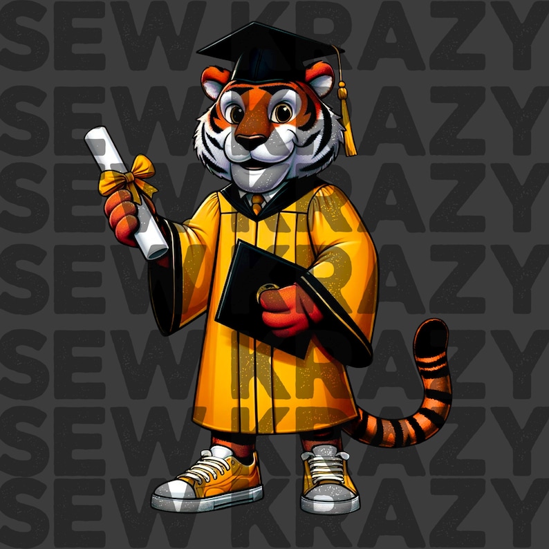 Tiger Mascot Graduation PNG, Tiger Mascot Graduation Digital Design ...
