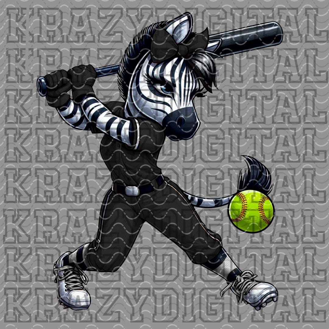 Black Zebra Softball Mascot PNG, Zebra Girl Mascot PNG, Zebra Nation ...