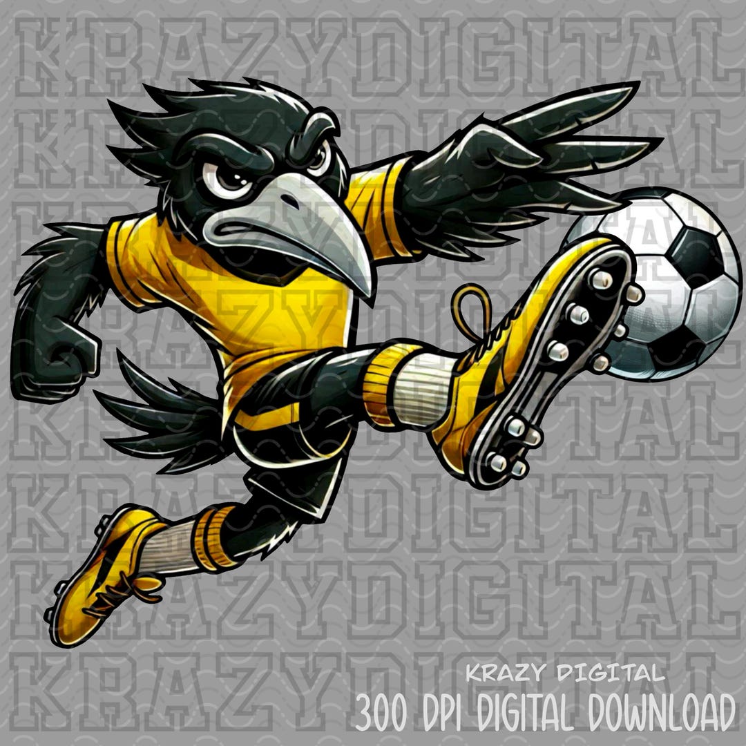 Yellow Raven Soccer Mascot PNG, Raven Mascot Digital File, Yellow Raven ...
