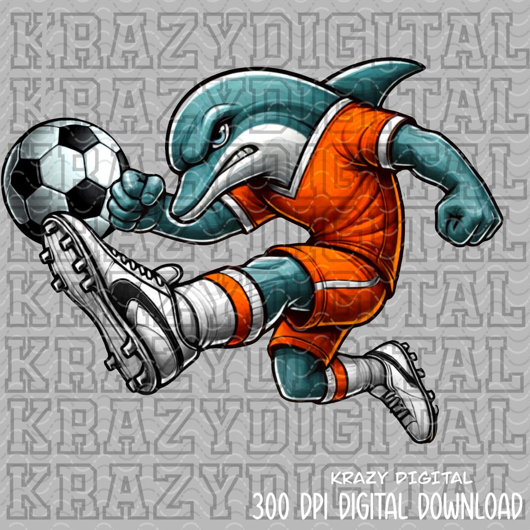 Dolphin Soccer Orange PNG, Boy Sports Design, Fun Soccer Design File ...