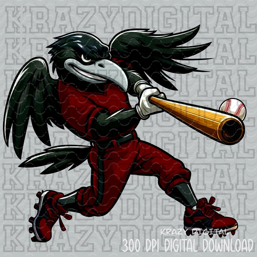 Maroon Raven Baseball Mascot PNG, Maroon Raven Spirit Shirt Design ...