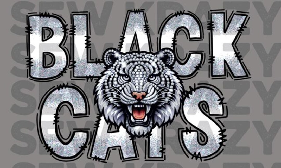 Black Cats Rhinestone Mascot PNG, Black Cats Faux Rhinestone PNG, Black ...