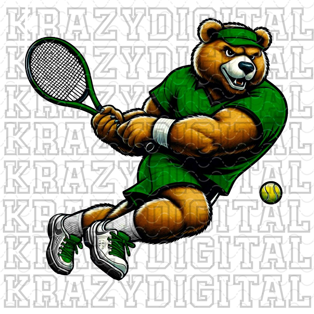 Green Bears Tennis PNG, Bears Mascot Digital Design, Green Boy Artwork ...