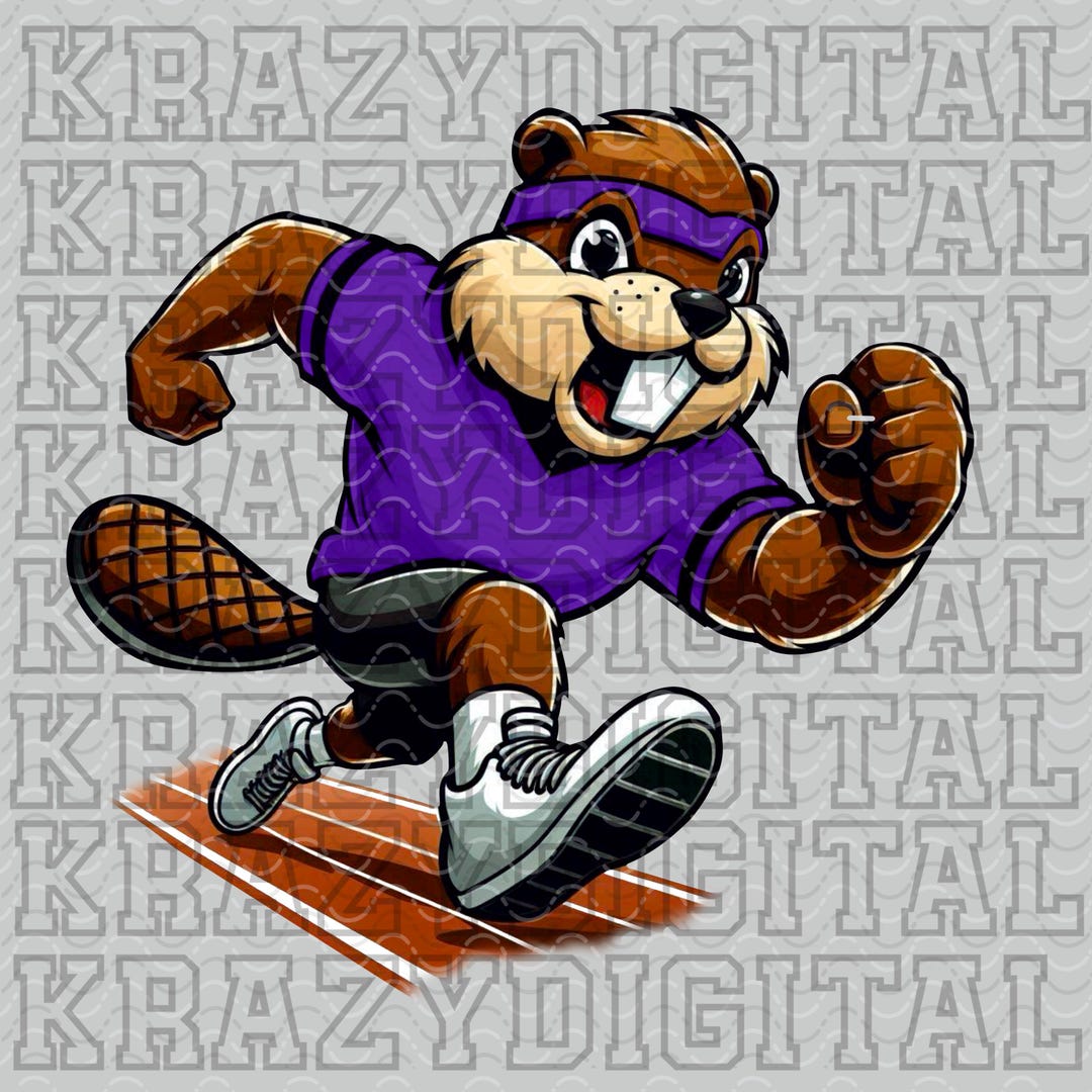 Purple Beaver Track PNG, Beaver Mascot Digital Design, Bears Cross ...