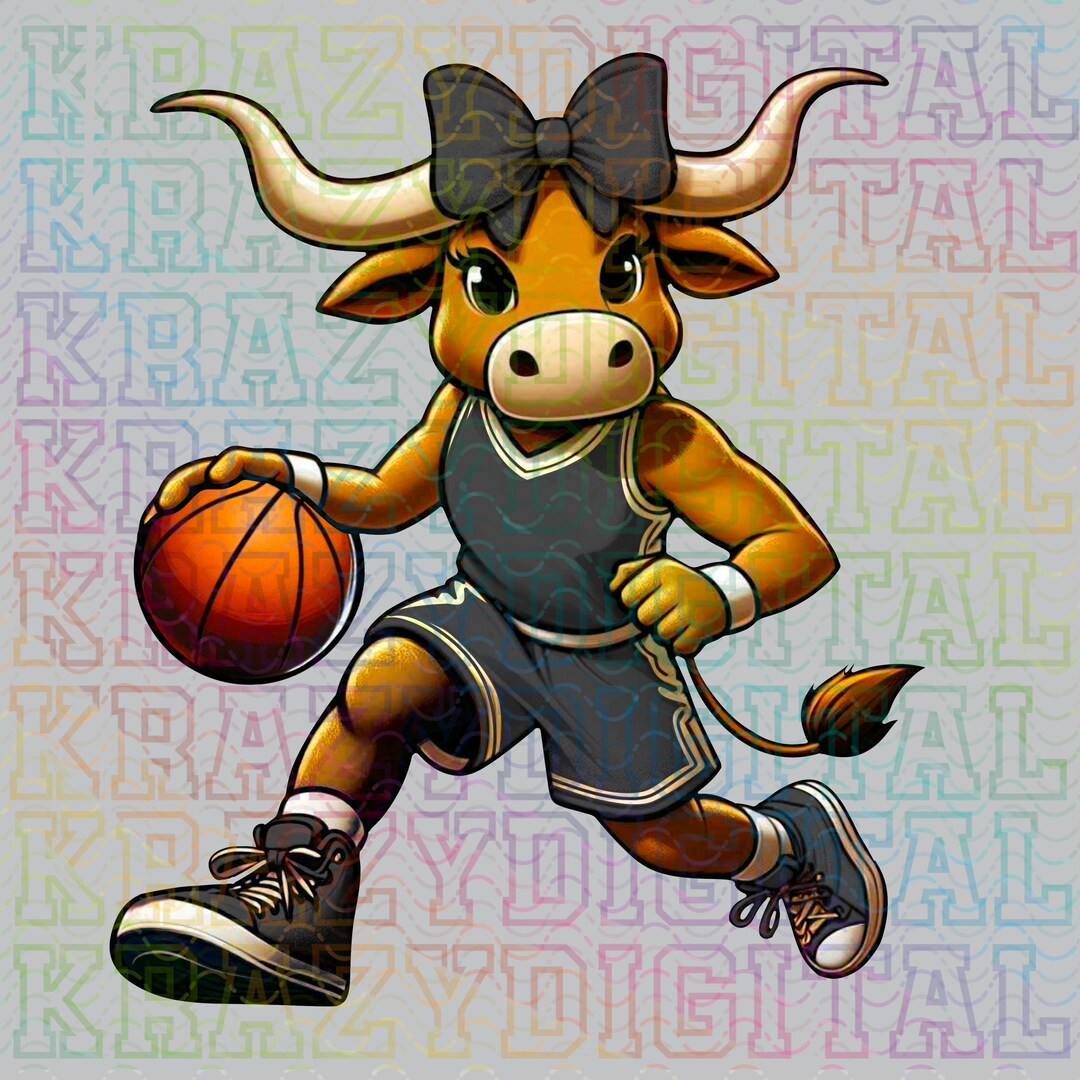 Black Lady Longhorn Basketball Mascot, Longhorn Digital File, School ...