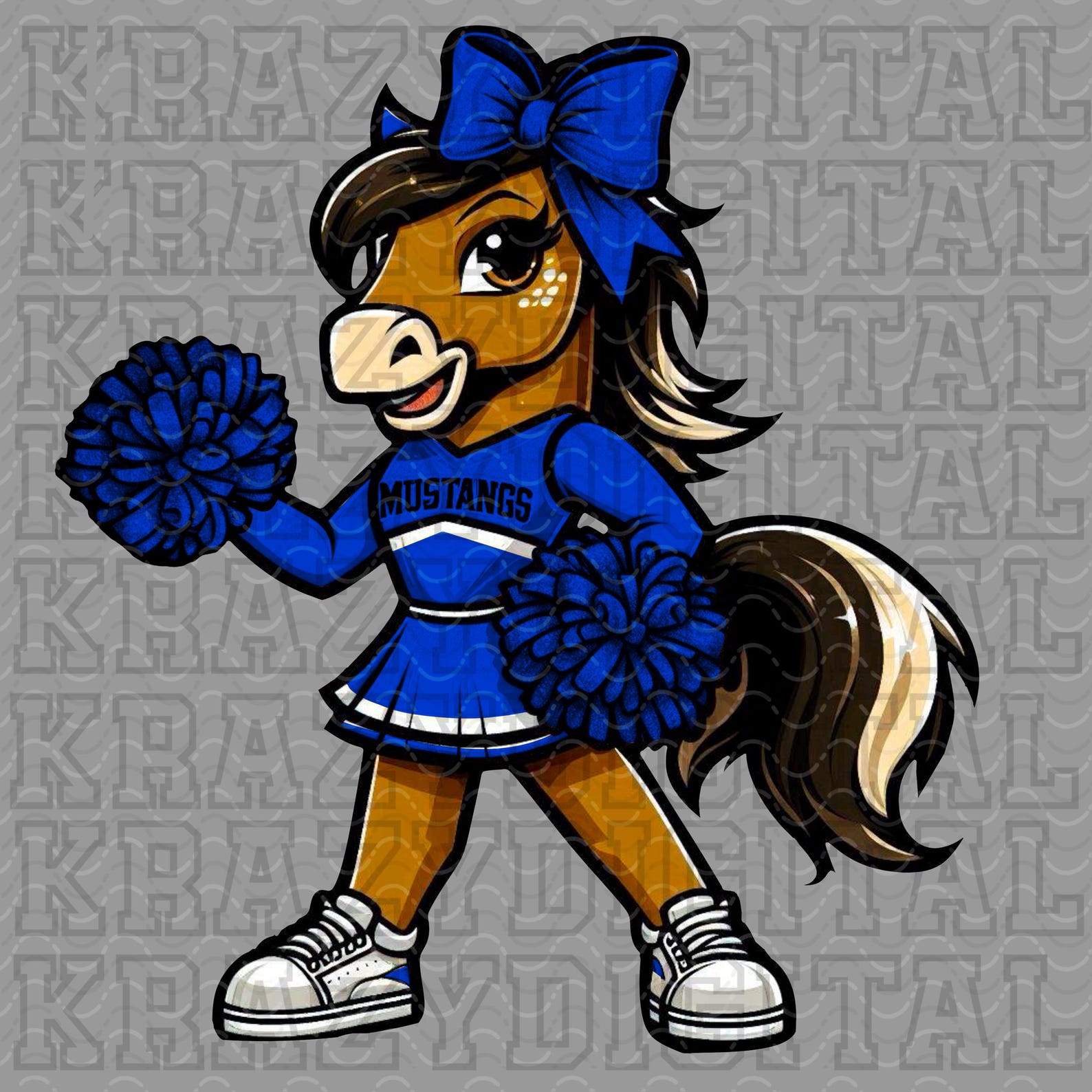 Blue Mustang Cheer Mascot PNG, Mustang Cheer Mascot Design, Mustang ...