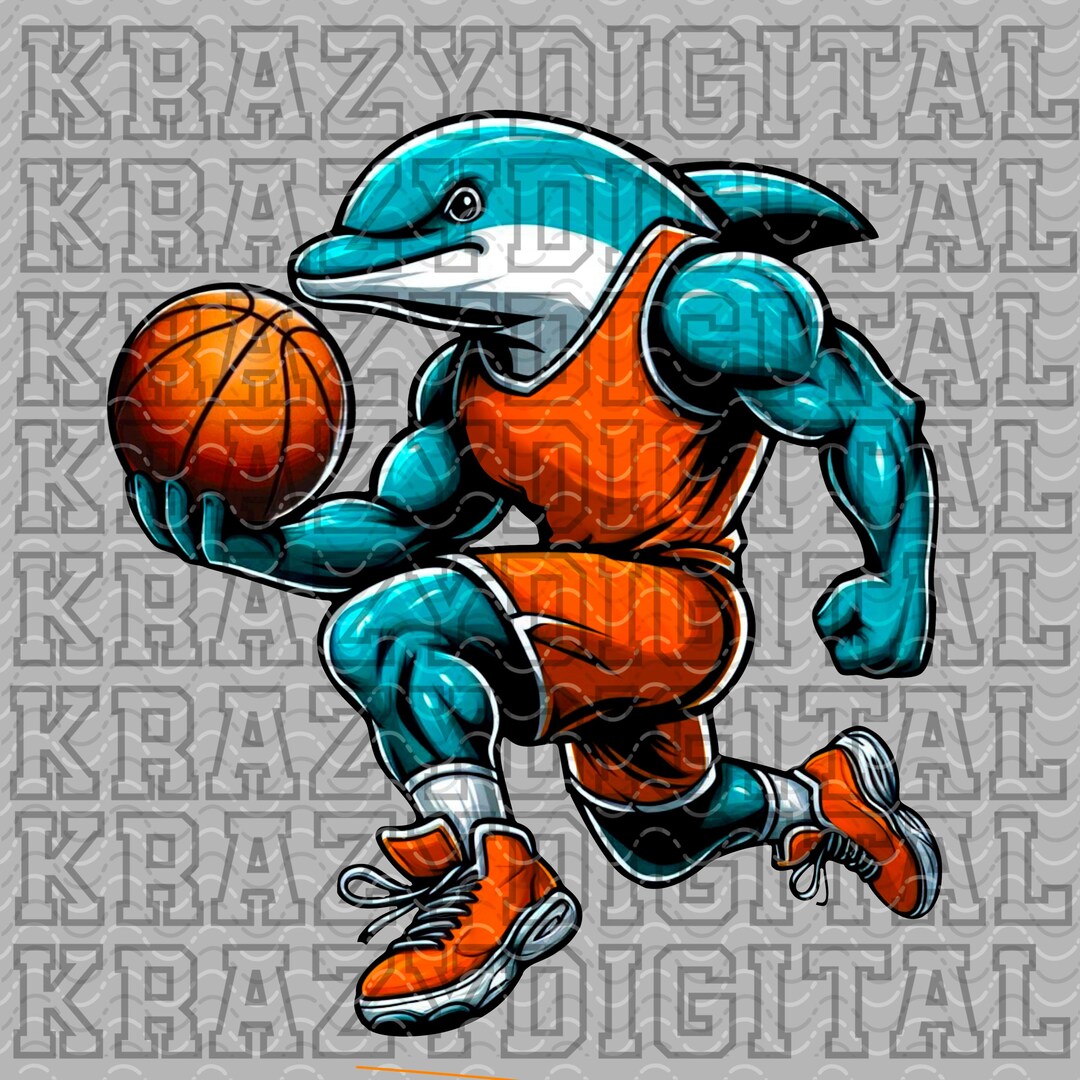 Dolphin Basketball Orange PNG, Boy Sports Design, Fun Basketball Design ...