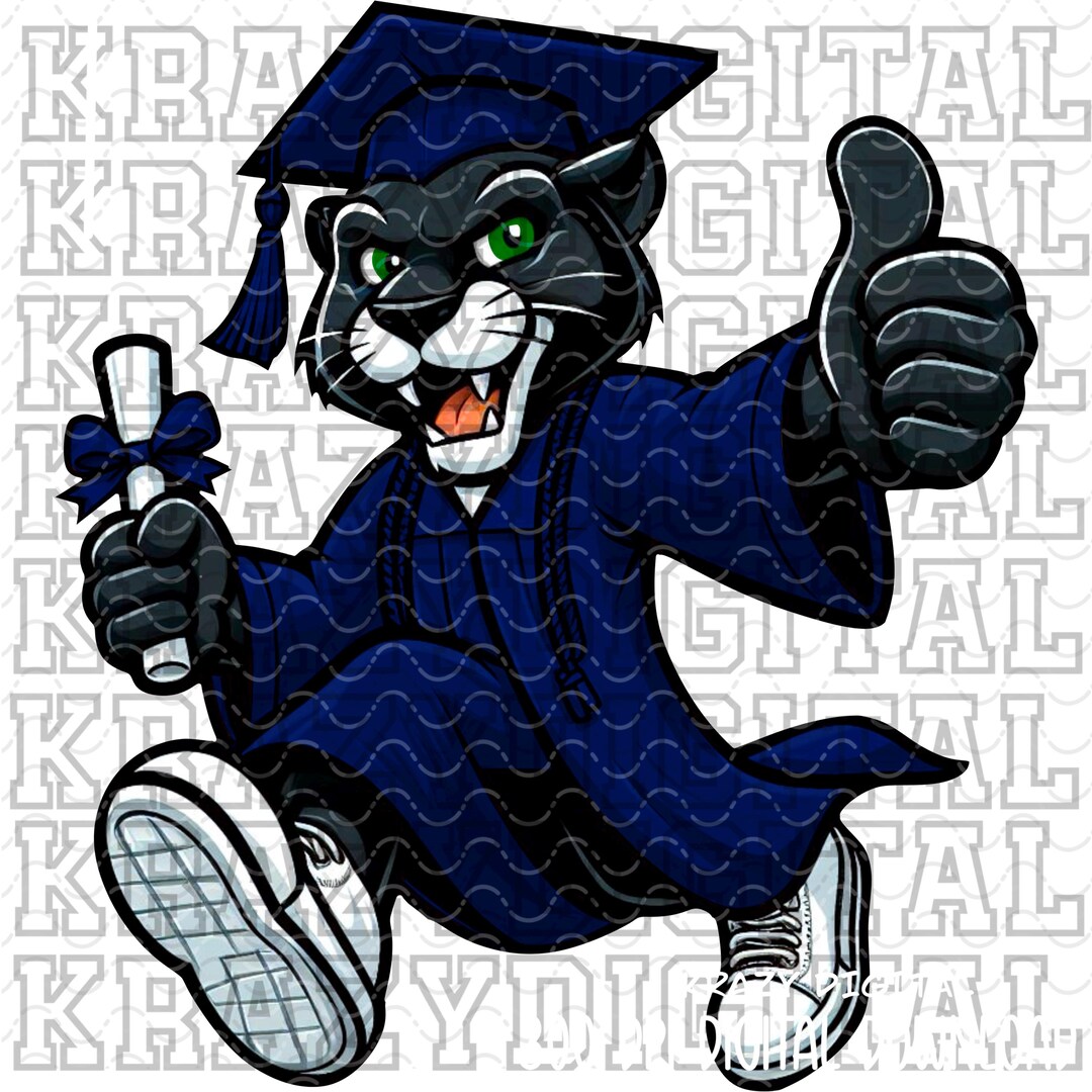 Panther Boy Navy Mascot Graduation PNG, Panther Senior Mascot, Panther ...