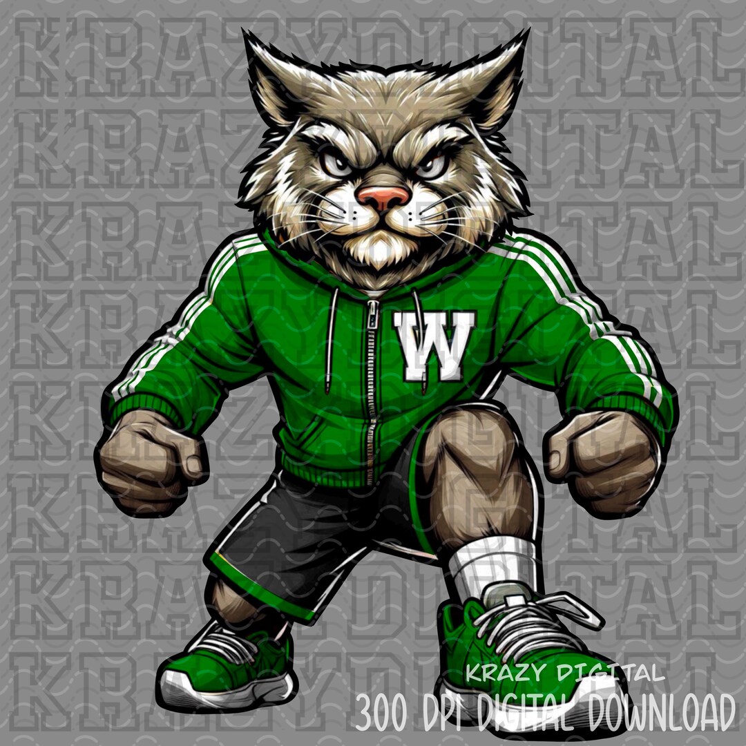 Wildcat Athlete PNG, Boy Sports Design, Green Wildcat Mascot Digital ...