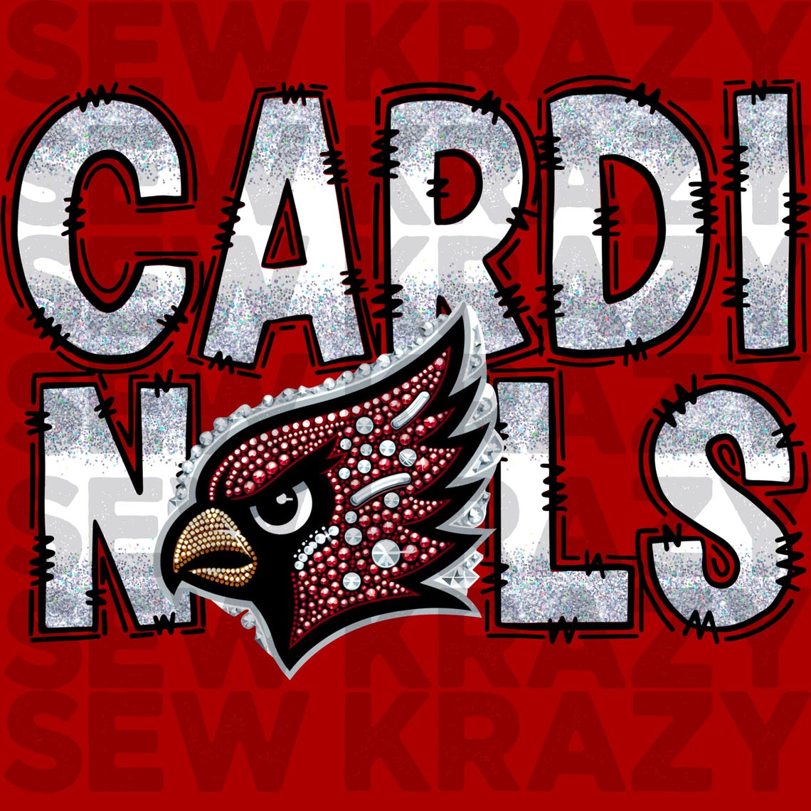 Cardinal Rhinestone Mascot PNG, Cardinal Faux Rhinestone, Cardinal ...