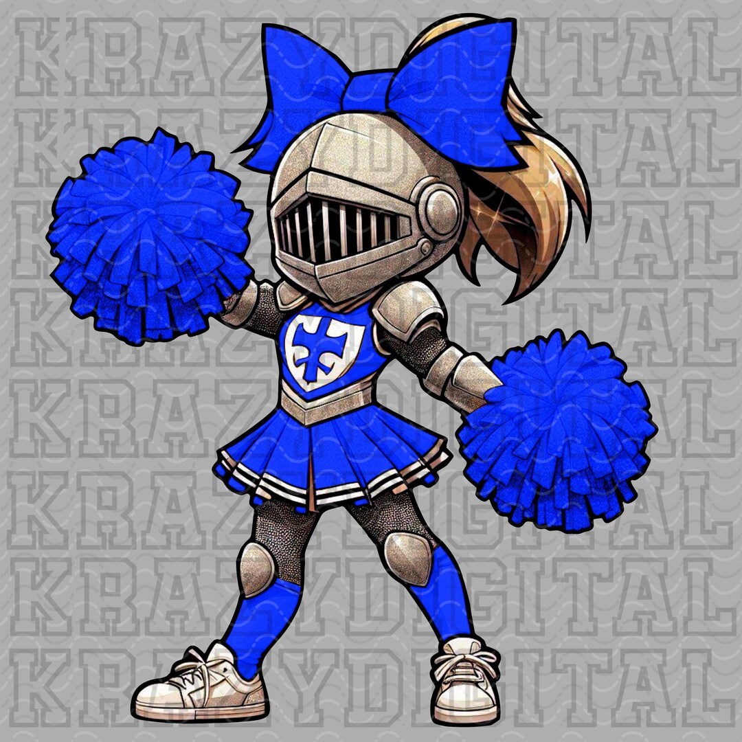 Blue Knight Mascot Cheerleader PNG, Blue Girl Knight Mascot Design ...