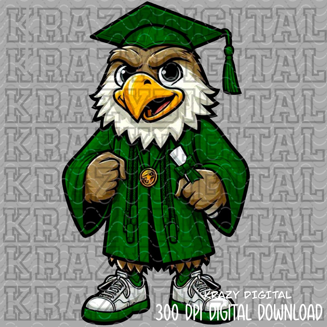 Falcon Senior Mascot PNG, Green Falcon Graduation School Mascot PNG ...