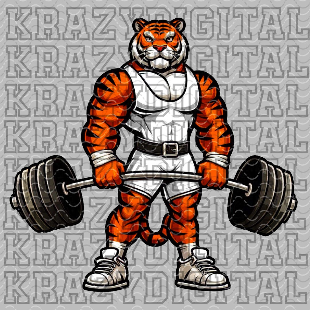 White Tiger Powerlifting, Tiger Strong Mascot PNG, Tiger Weight ...