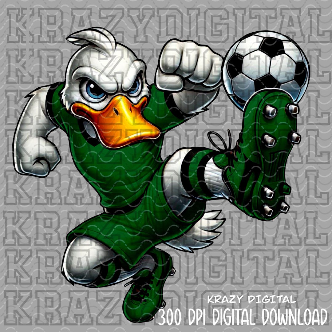 Green Duck Soccer Mascot PNG, Green Duck Digital, Mallard Duck Sport ...