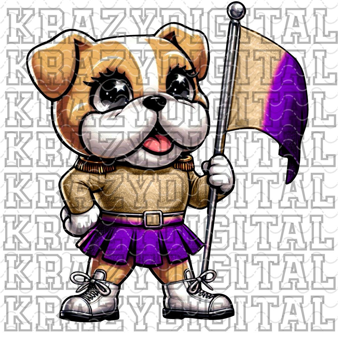 Bulldog Purple Gold Color Guard PNG, Eagle Girly Mascot, Bulldog Dance ...