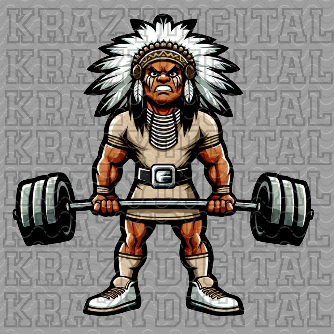 Indians Gold Powerlifting School Mascot, Indian Weightlifting PNG ...