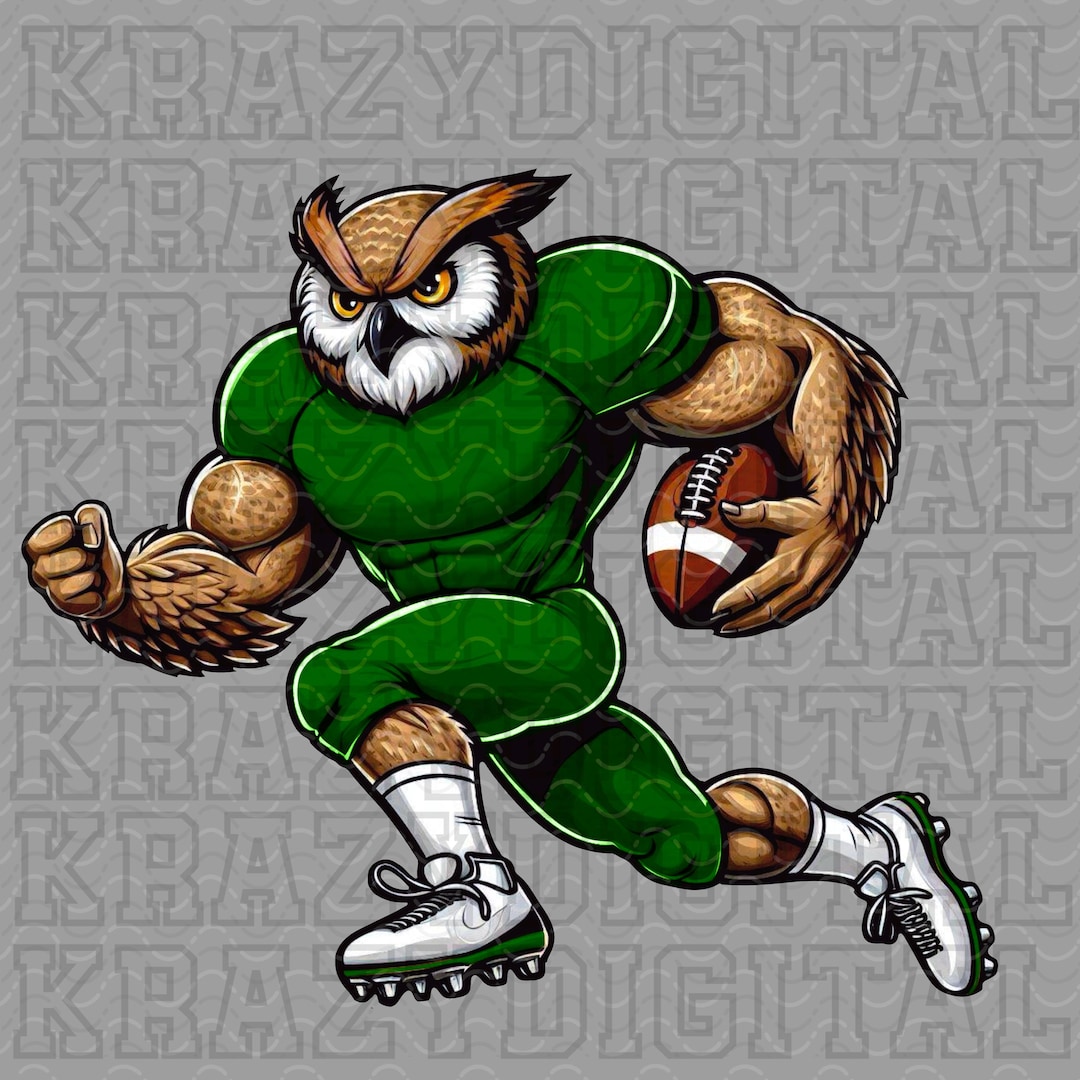 Owl Football Mascot PNG, Green Owl Boy Spirit Digital, Family Spirit ...