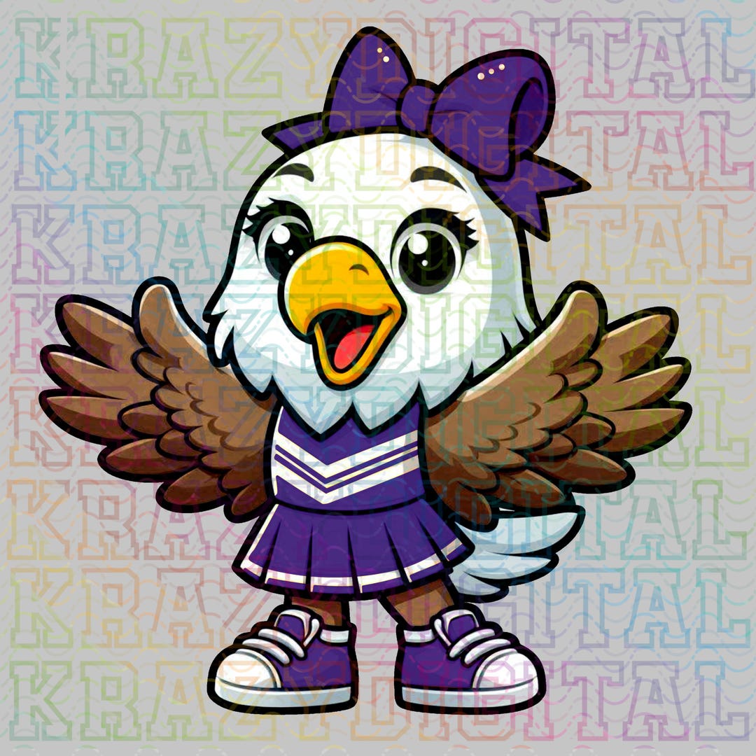 Eagles Purple Cheer Mascot PNG, Little Eagle Girly Mascot, Eagle Cheer ...