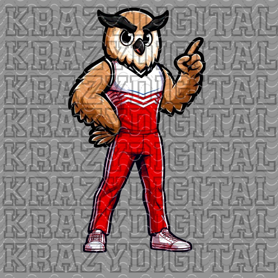 Red Owls Unisex Cheer Mascot PNG, Red Owl Cheer Digital File, Red Owl ...