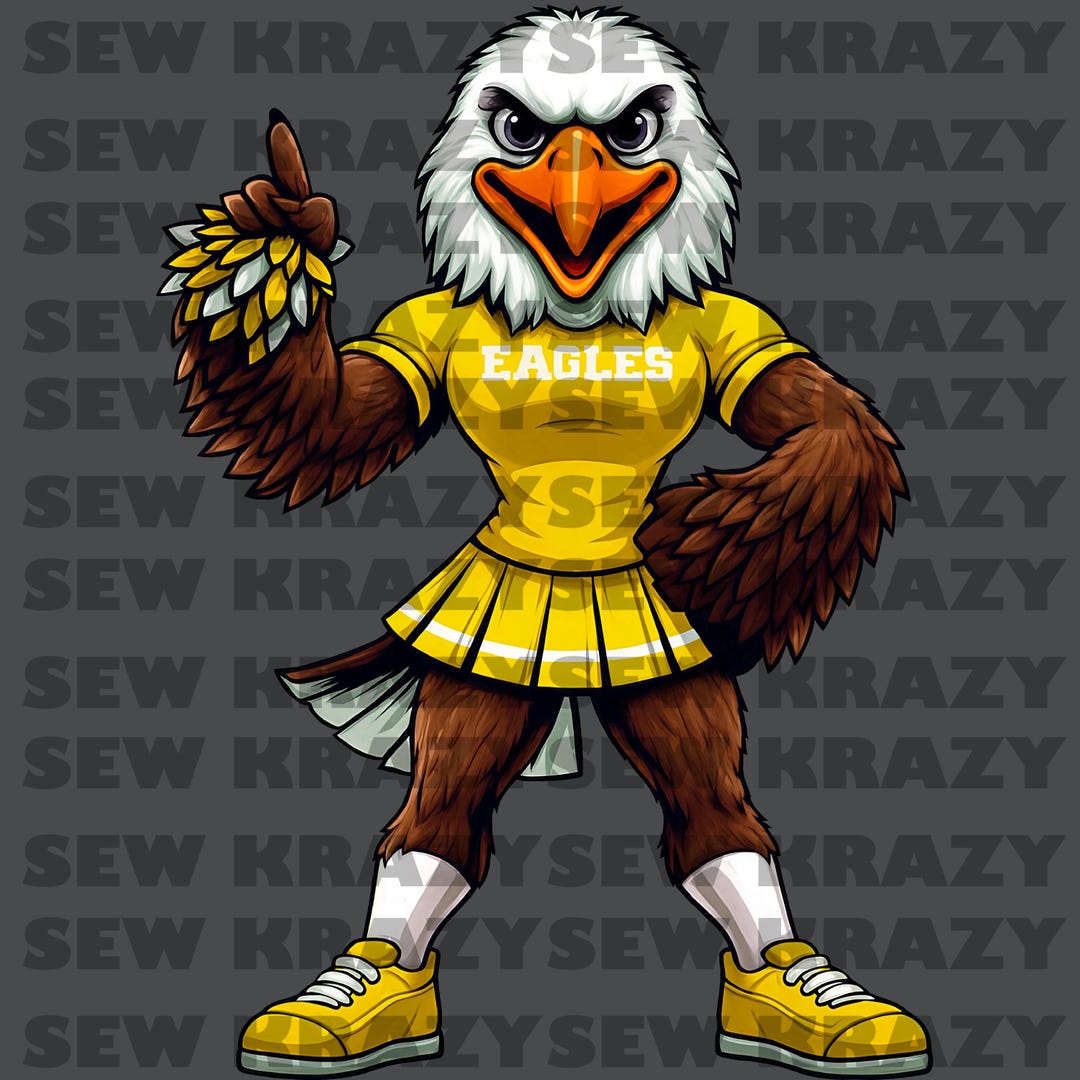 Eagles Yellow Cheer Mascot PNG, Eagle Girly Mascot, Mom Spirit Shirt ...