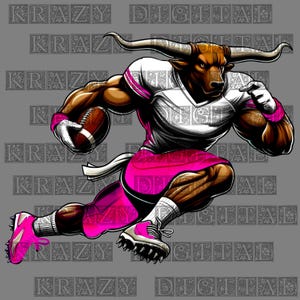 Longhorns Pink Football Mascot PNG, Longhorn Pink Spirit Design ...