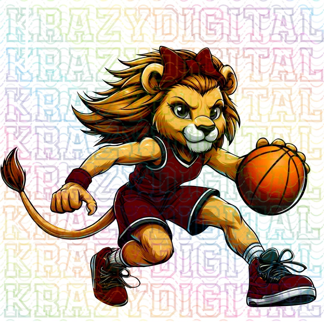 Lions Basketball Maroon Mascot PNG, Maroon Lady Lions School Mascot ...