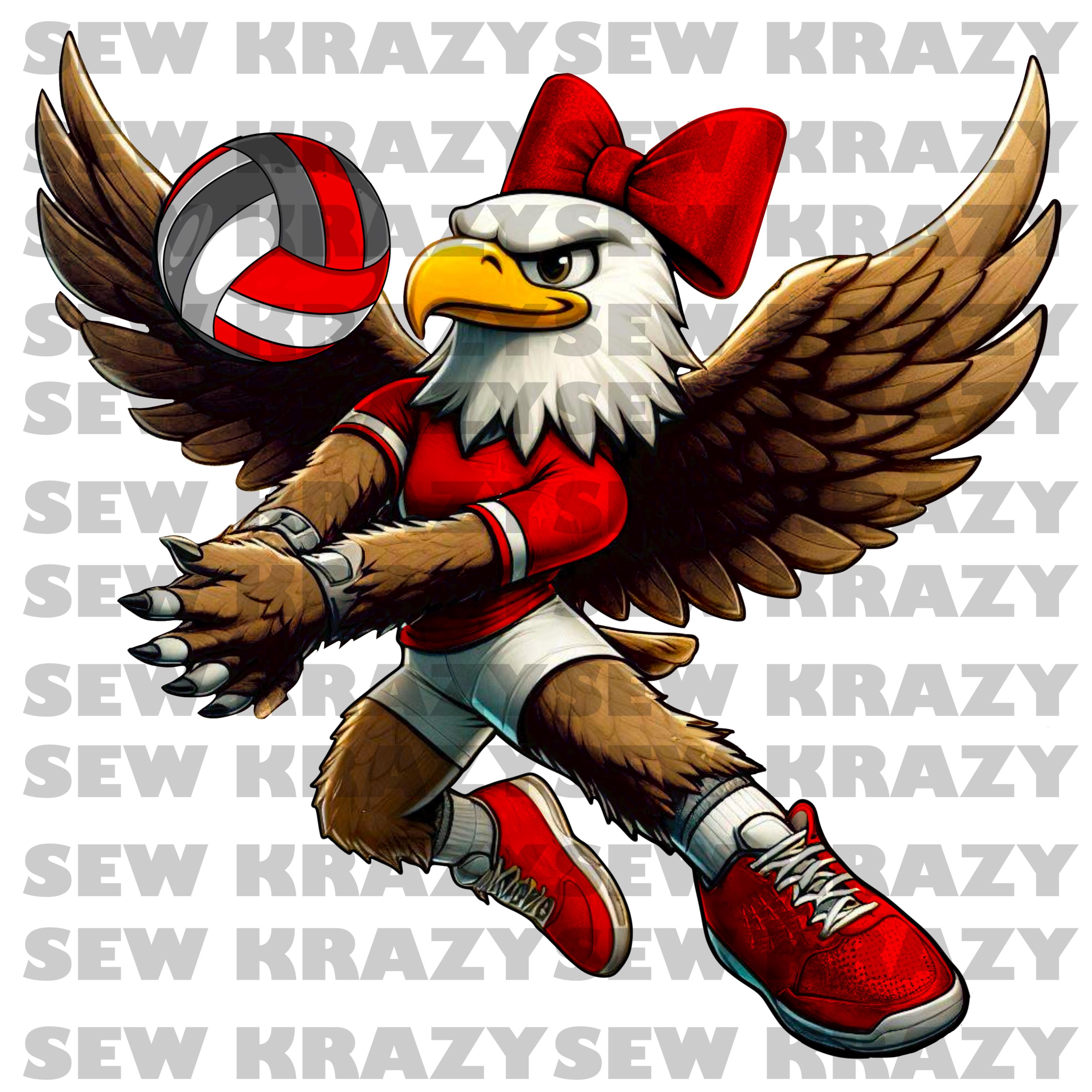 Eagles Red Volleyball Mascot PNG, Eagle Girly Mascot, Eagle Volleyball ...