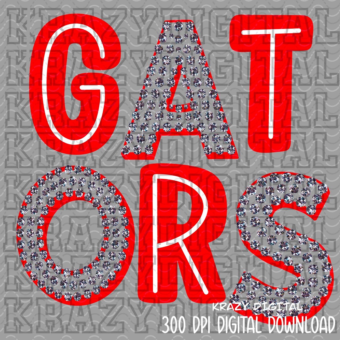 Red Gators Diamond Cut Mascot PNG, Gator Girly Mascot, Gator Faux Red ...