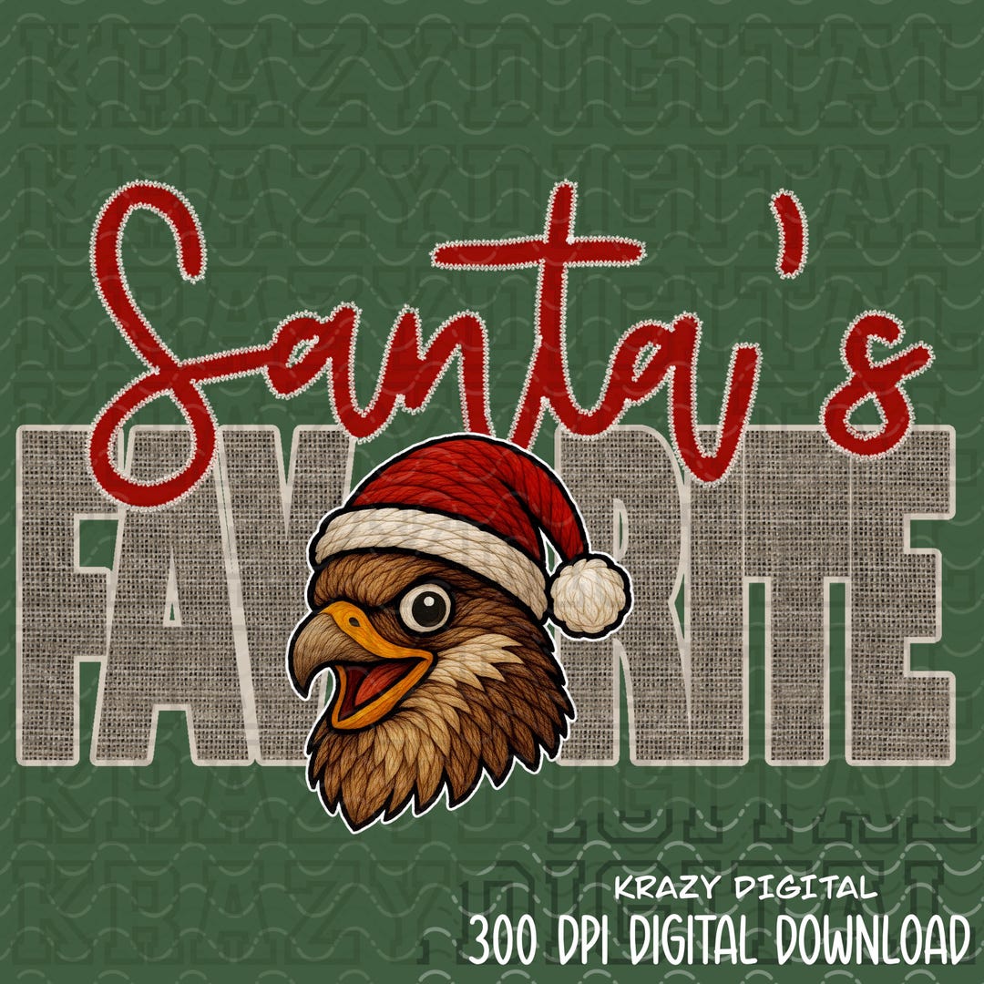 Hawk Falcon Santas Favorite Christmas Faux Yarn PNG, Girl Holiday ...