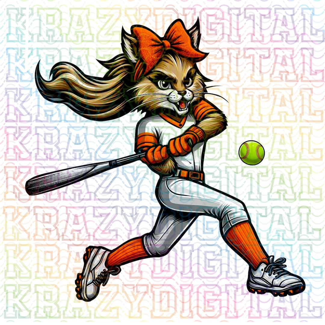 Lady Wildcat Orange Softball PNG, Lady Bobcat Design, Orange School ...