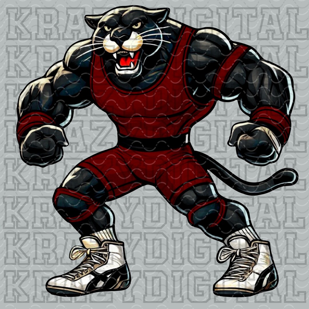 Panther Maroon Wrestling PNG, Maroon Panther Wrestler Digital File ...