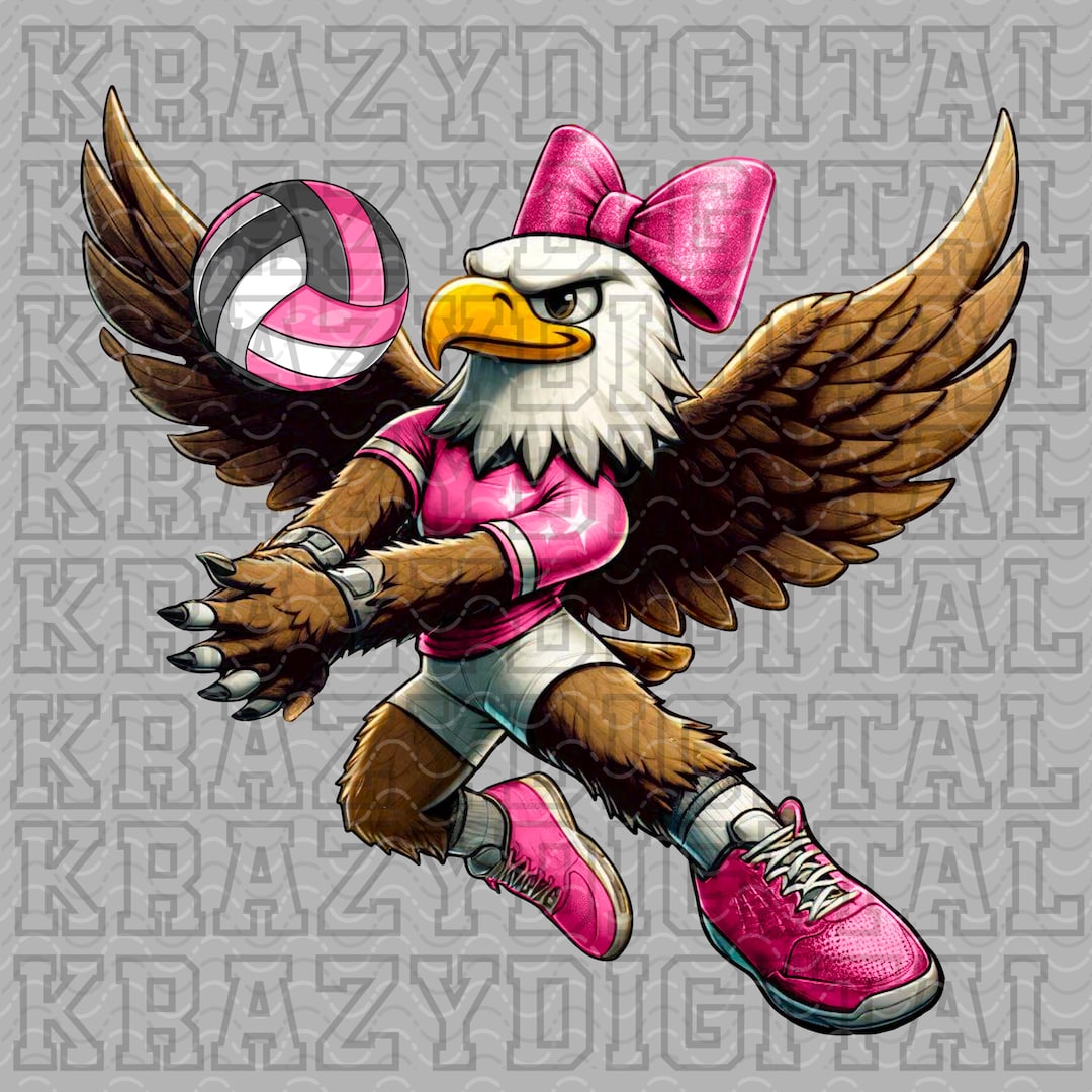 Eagles Pink Volleyball Mascot PNG, Eagle Girly Mascot, Eagle Volleyball ...