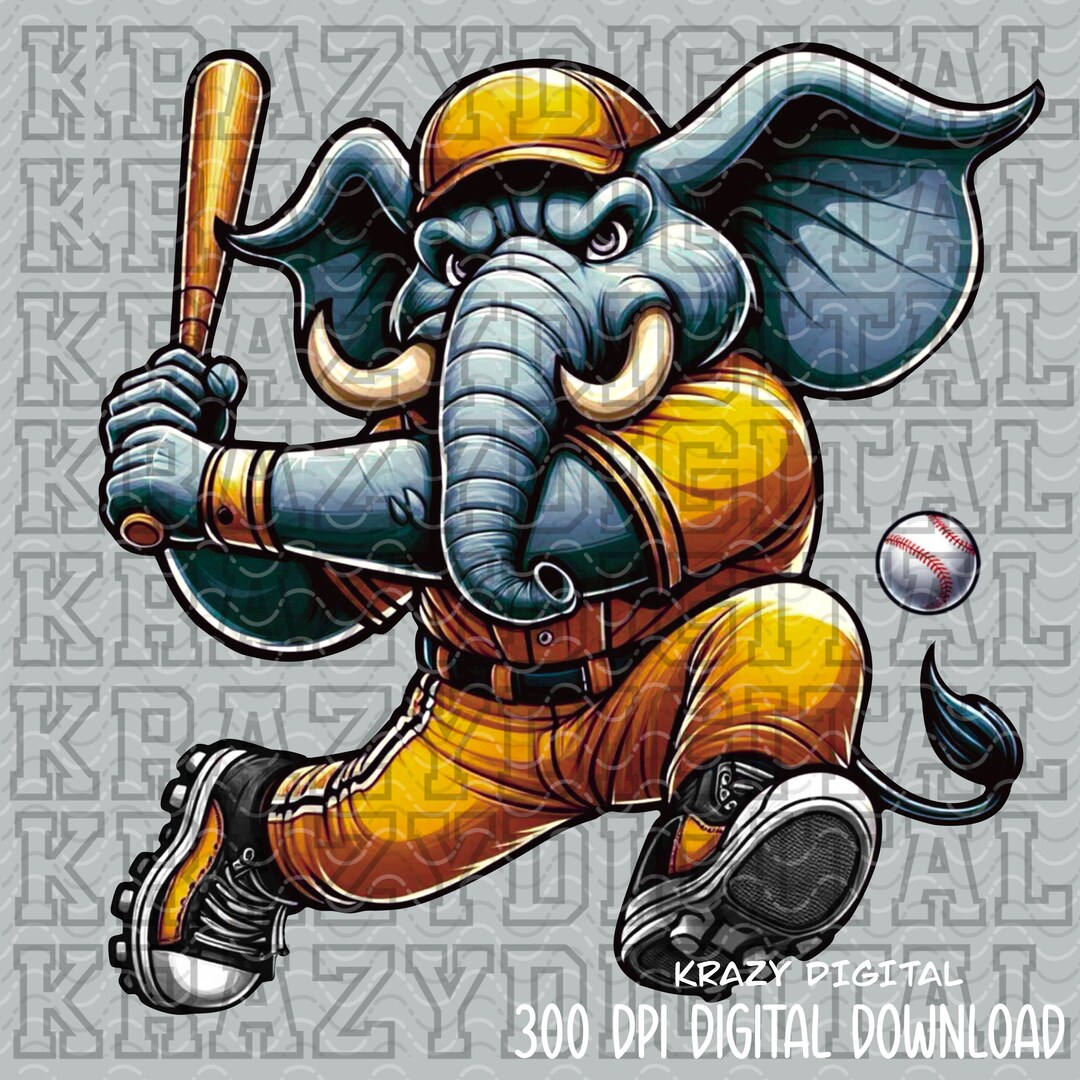 Elephant Baseball PNG, Yellow Elephant School Mascot, Boy Baseball ...