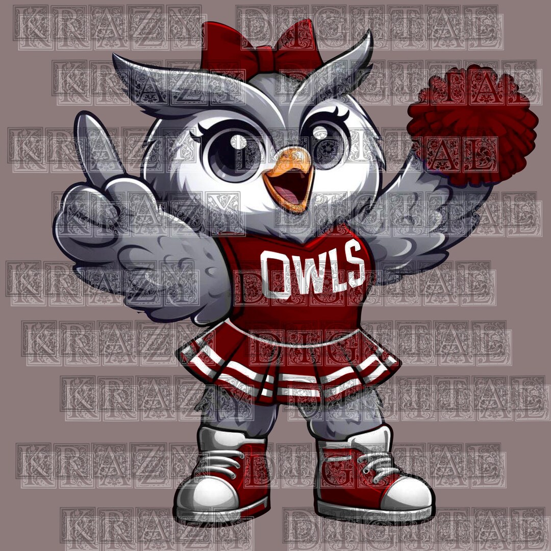 Maroon Owls Cheer Mascot PNG, Maroon Owl Cheer Digital File, Cute Owl ...