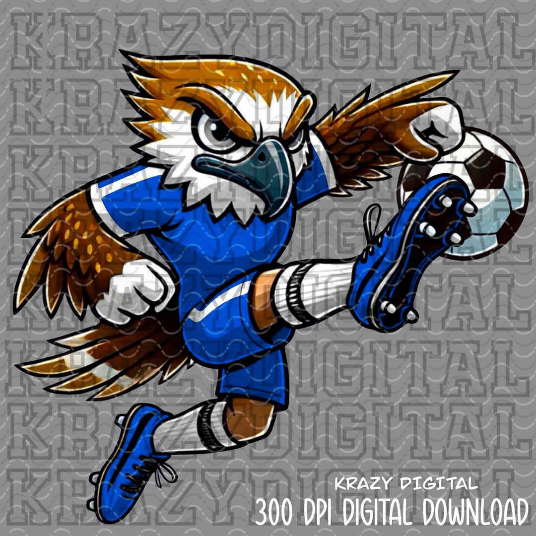 Hawk Soccer Mascot Blue PNG, Hawk School Mascot PNG, Falcon Soccer ...