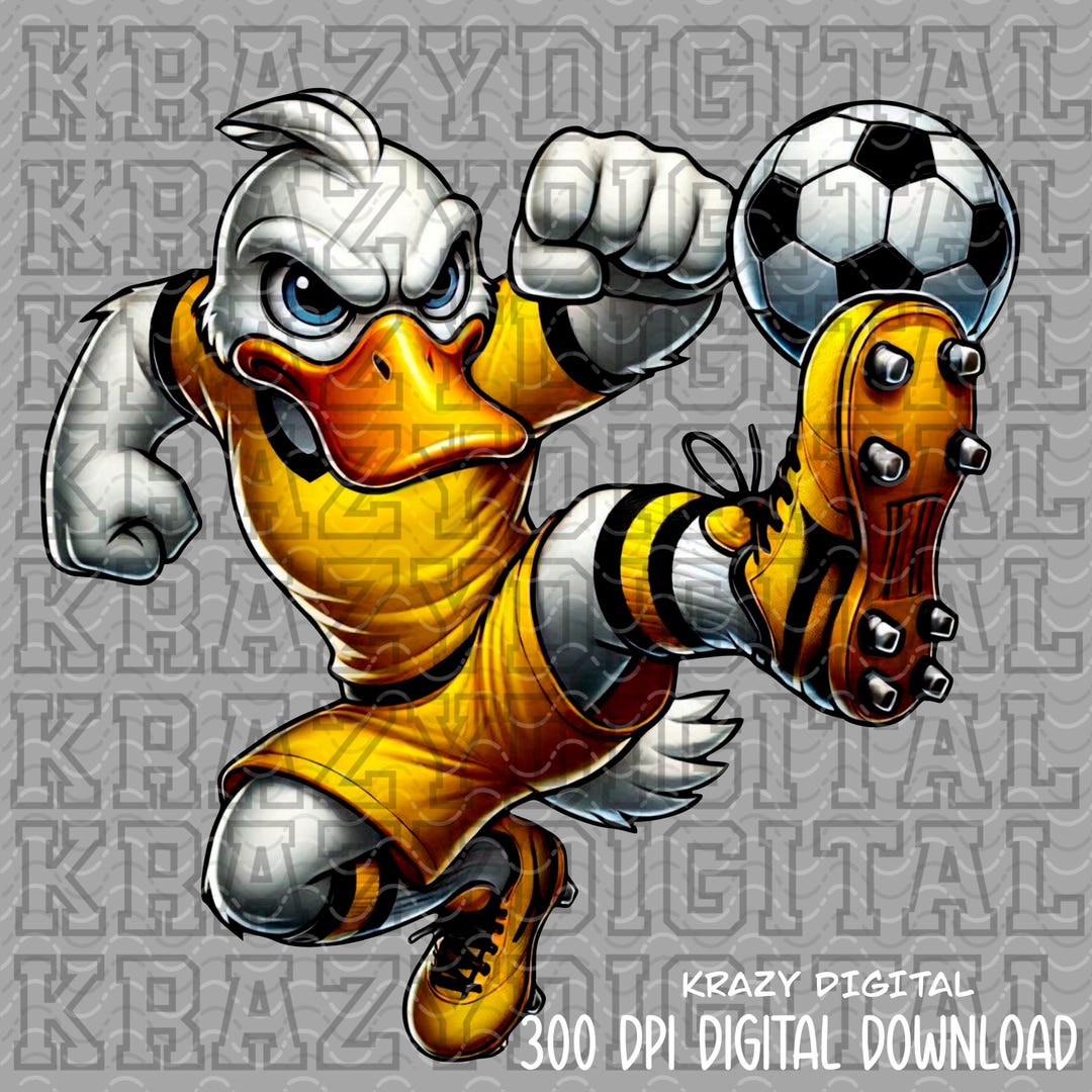 Yellow Duck Soccer Mascot PNG, Duck Digital, Mallard Duck Sport Mascot ...