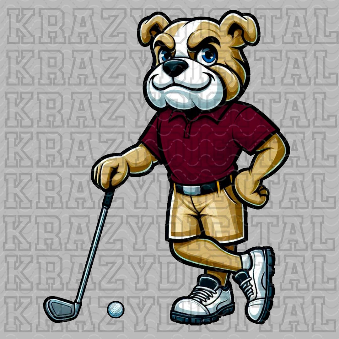 Bulldog Mascot Golf PNG, Maroon Bulldog Golf Mascot, Bulldog School ...
