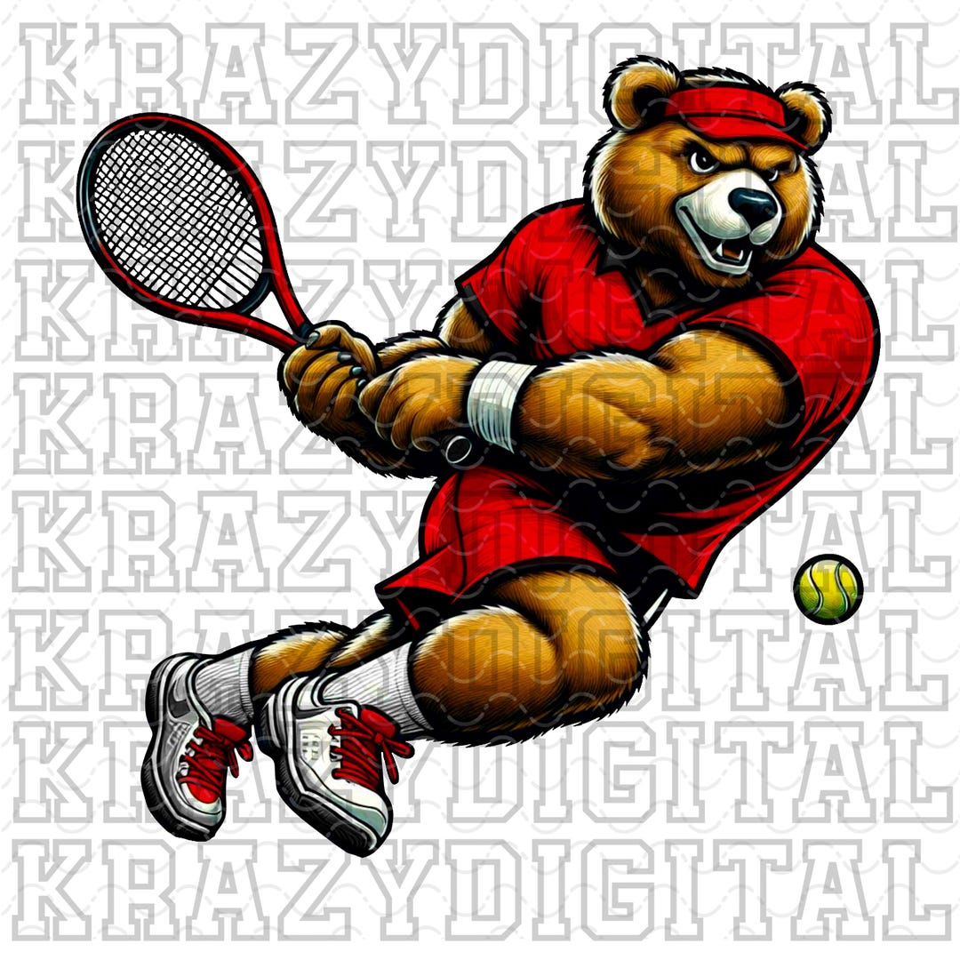 Red Bears Tennis PNG, Bears Mascot Digital Design, Red Bears Boy ...