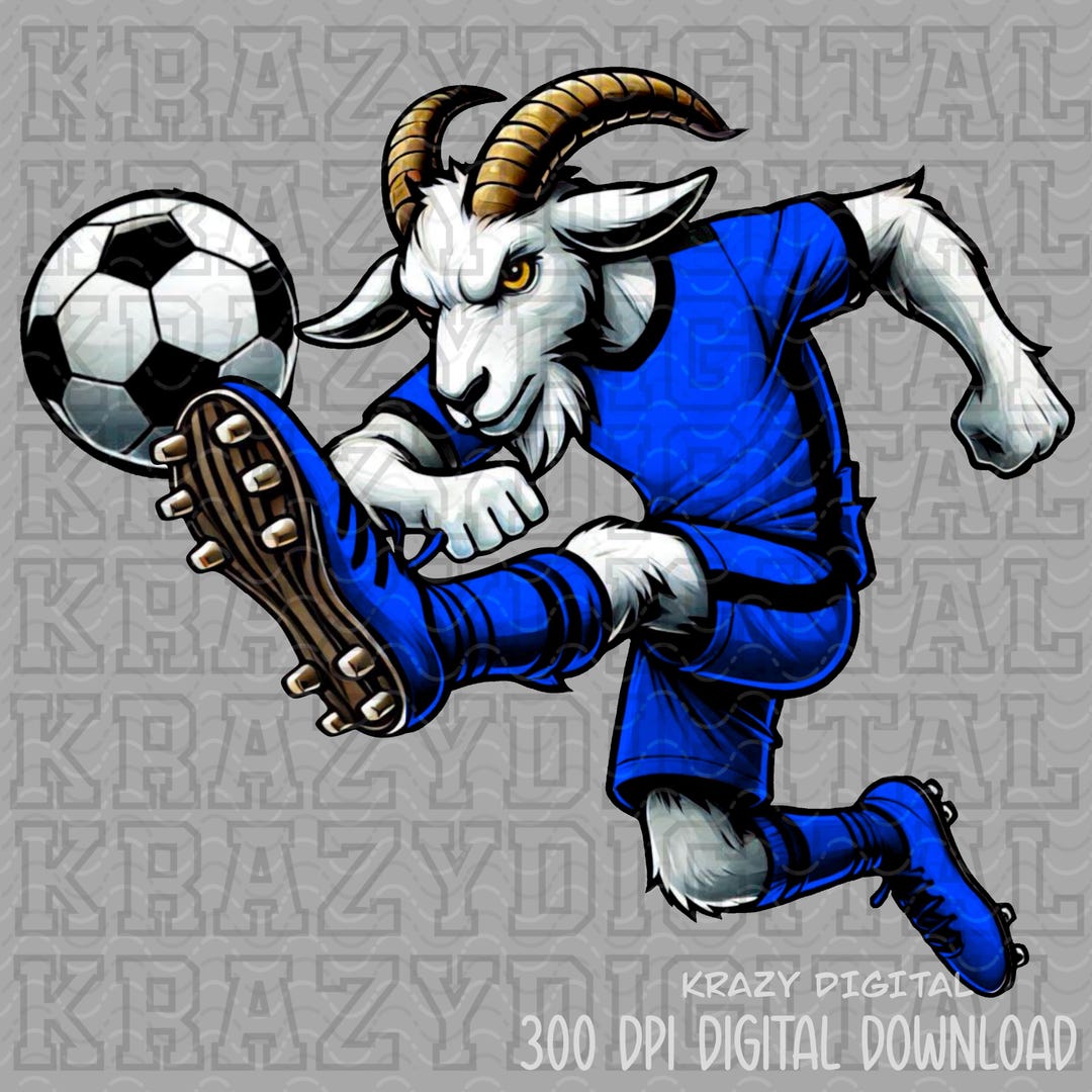Blue Goat Soccer Mascot PNG, Mens Soccer Sports Design, Blue School ...