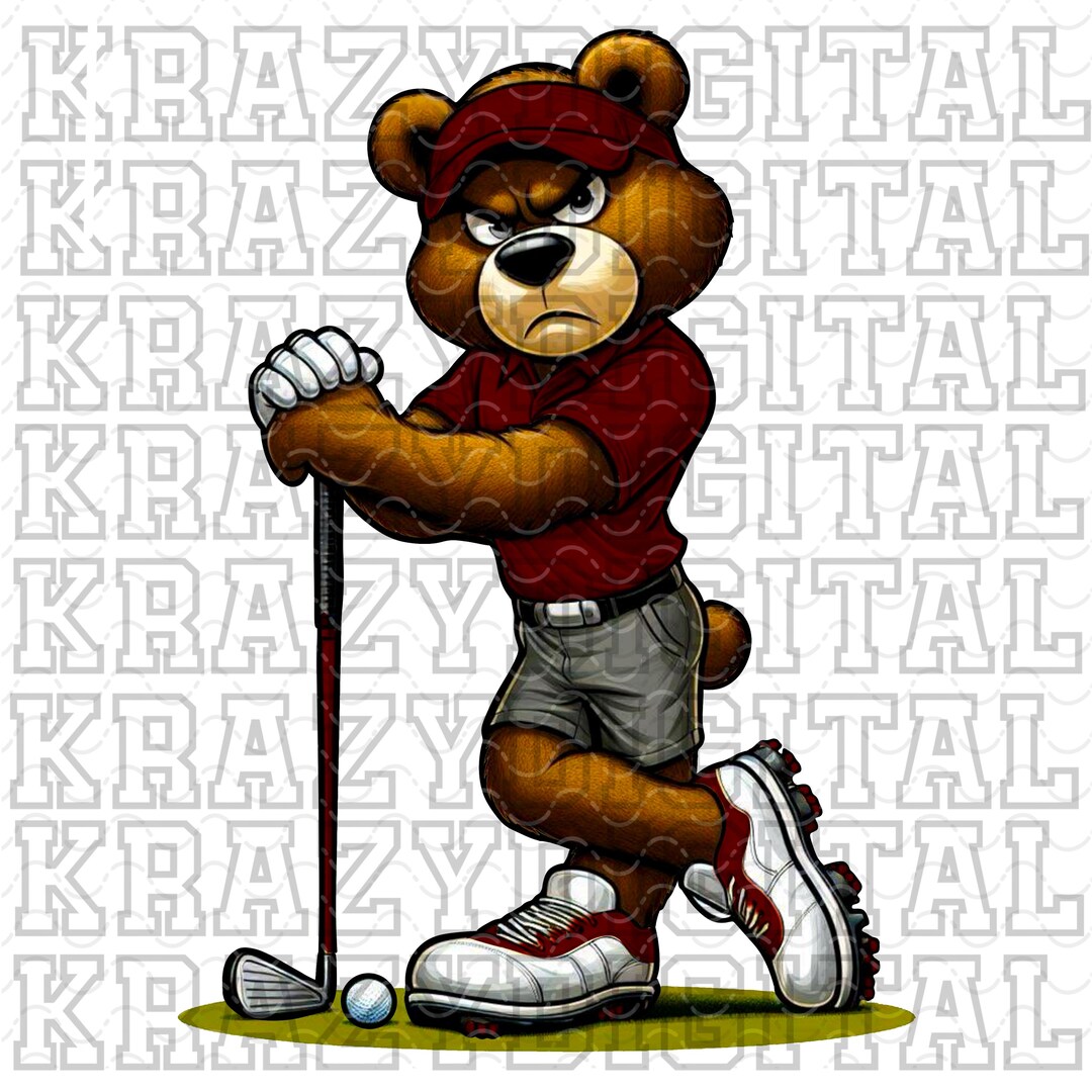 Bears Maroon Golf Mascot PNG, Bears Mascot Artwork, Golf Digital ...