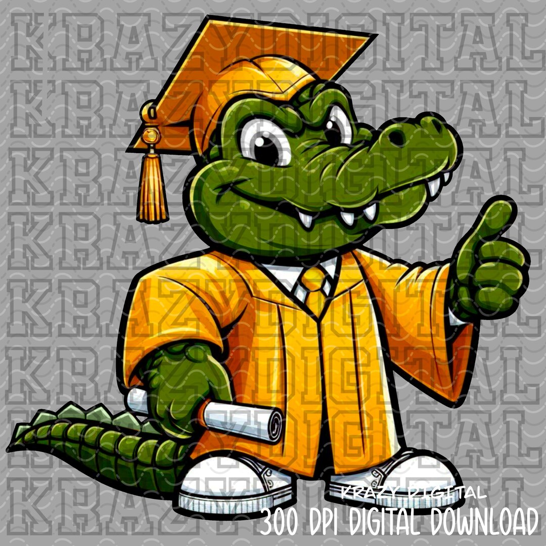 Yellow Gator Mascot Graduation PNG, Gator Mascot Graduation Digital ...