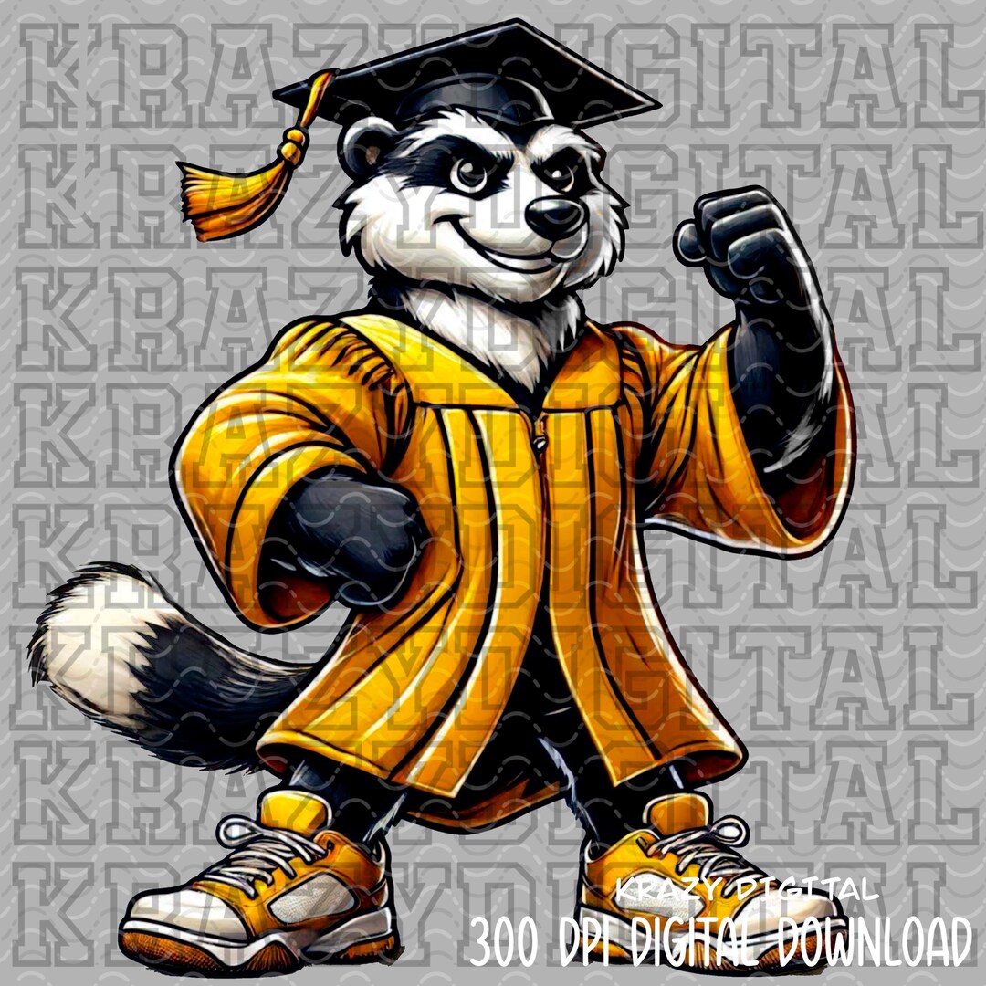 Badgers Yellow Graduation PNG, Badgers Boy Senior Mascot, Badgers ...
