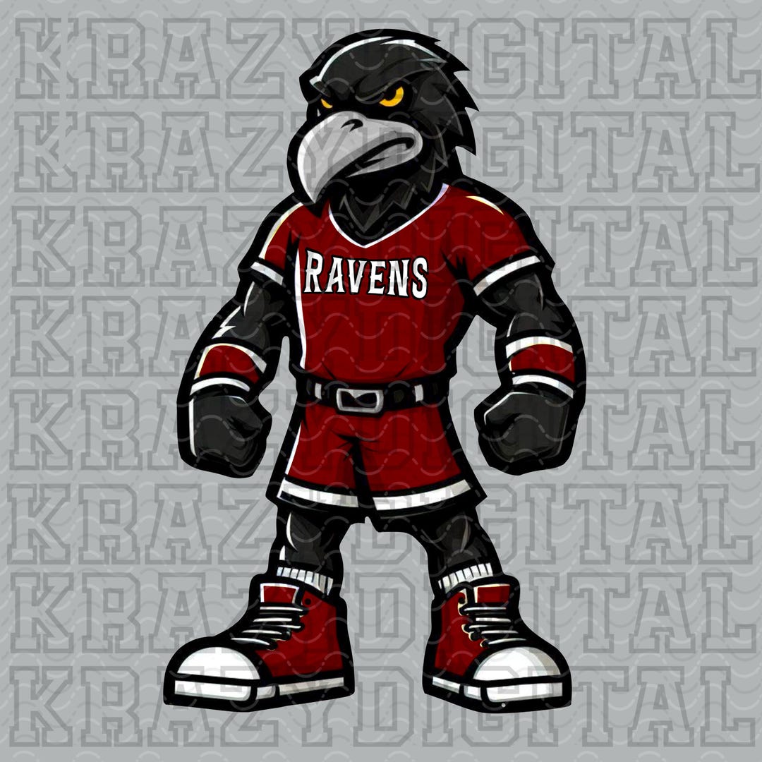 Maroon Raven School Mascot PNG, Raven Mascot Digital File, Maroon Raven ...