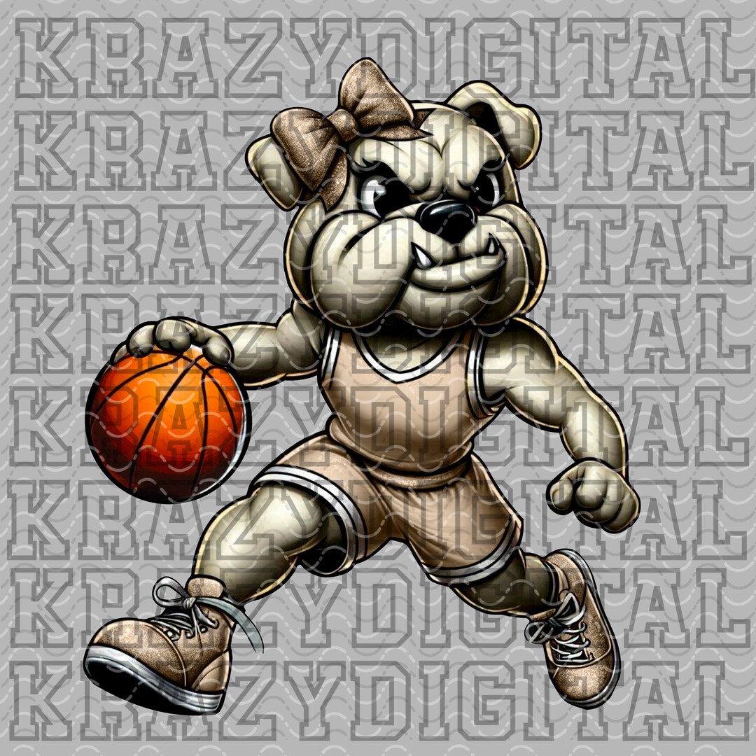 Lady Gold Bulldog Basketball Mascot, Vegas Gold Girl Bulldog Bow PNG ...
