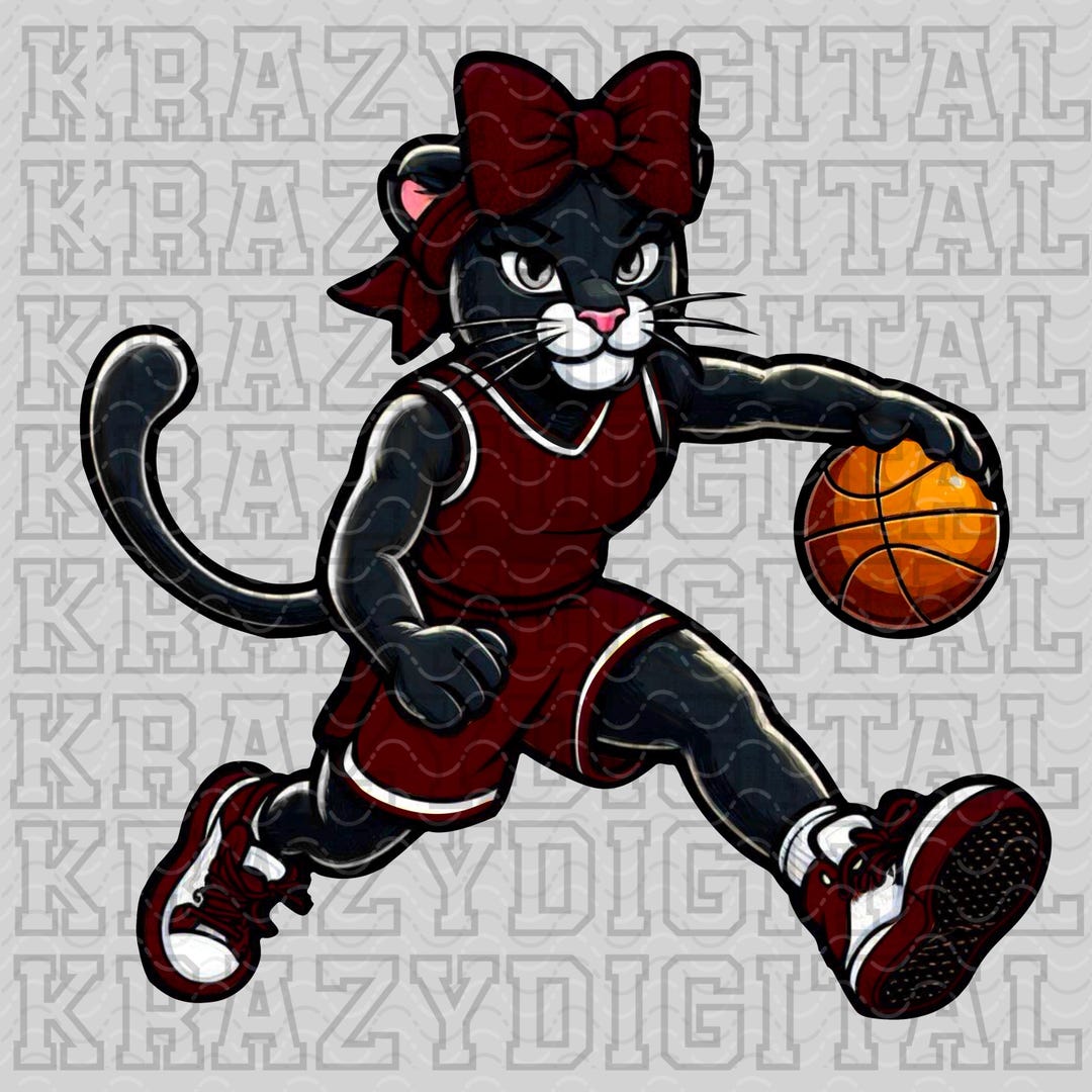 Lady Panther Mascot Basketball PNG, Maroon Panther Spirit Shirt, Girl ...