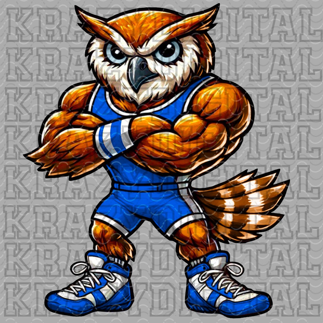Blue Owls Wrestling Mascot PNG, Boys Sports Design, Little Brother ...