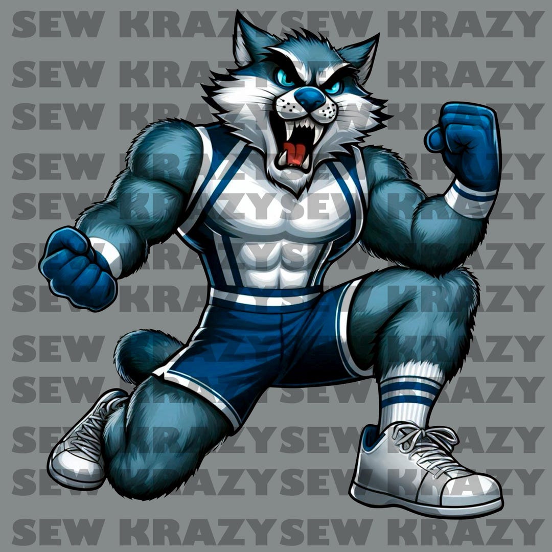 Wildcat Wrestling Mascot Blue PNG, Strong Blue Wildcat Spirit, Wildcat ...